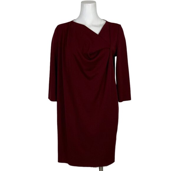 COS | Dresses | Cos Draped Neck Shift Dress S Burgundy | Poshmark